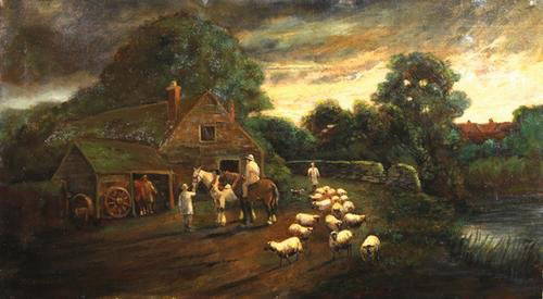 Creswick (thomas) Sheep By A Blacksmith's