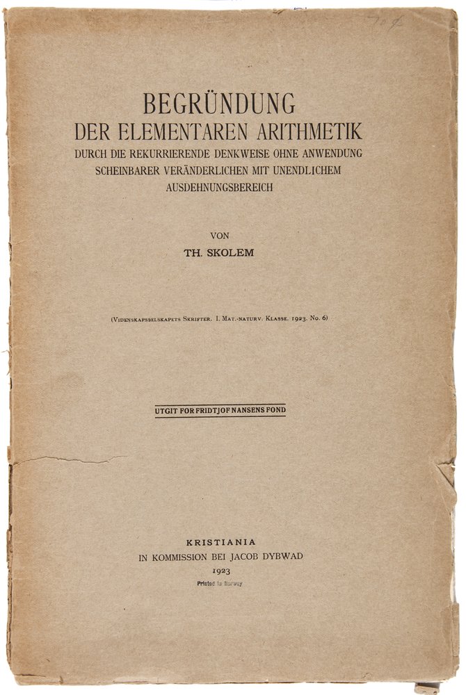 Skolem (thoralf Albert) Begründung Der Elementaren