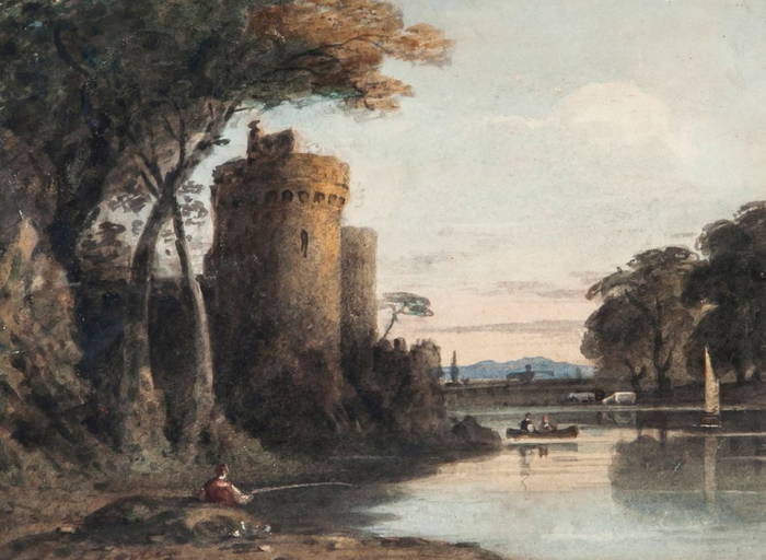 John Varley (1778 1842) River Landscape With Figures