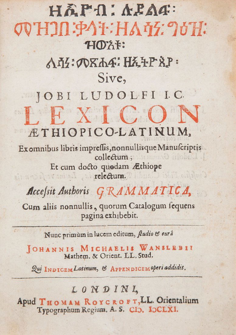 Ethiopic. Ludolf (hiob) Lexicon Aethiopico Latinum,