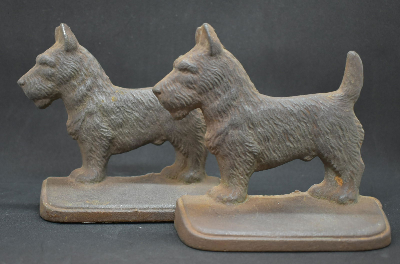 Pair Of Antique Cast Iron Scottie Dog Bookends