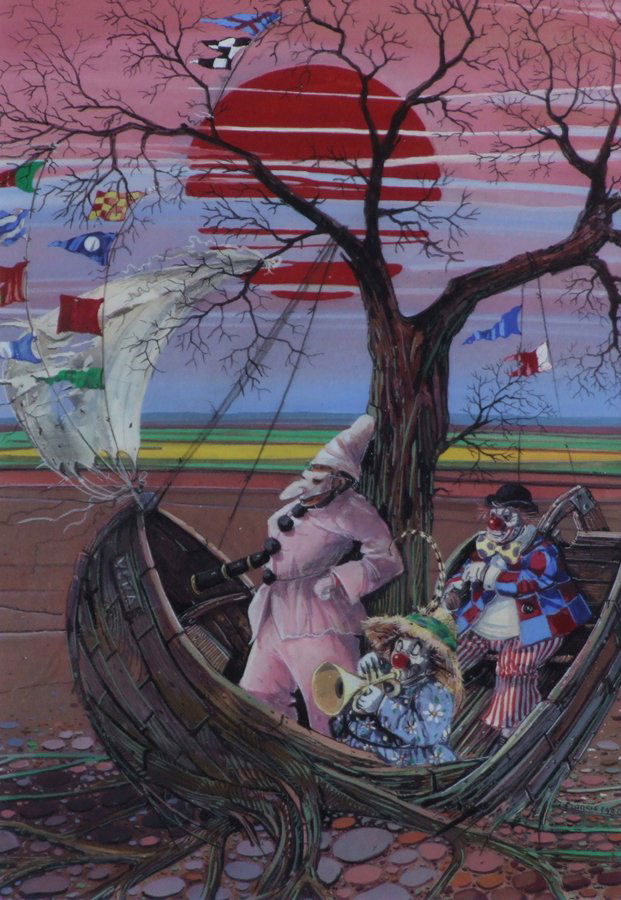 Francis Wainwright (1940-), Clowns in a boat, signed - May 01, 2014 ...