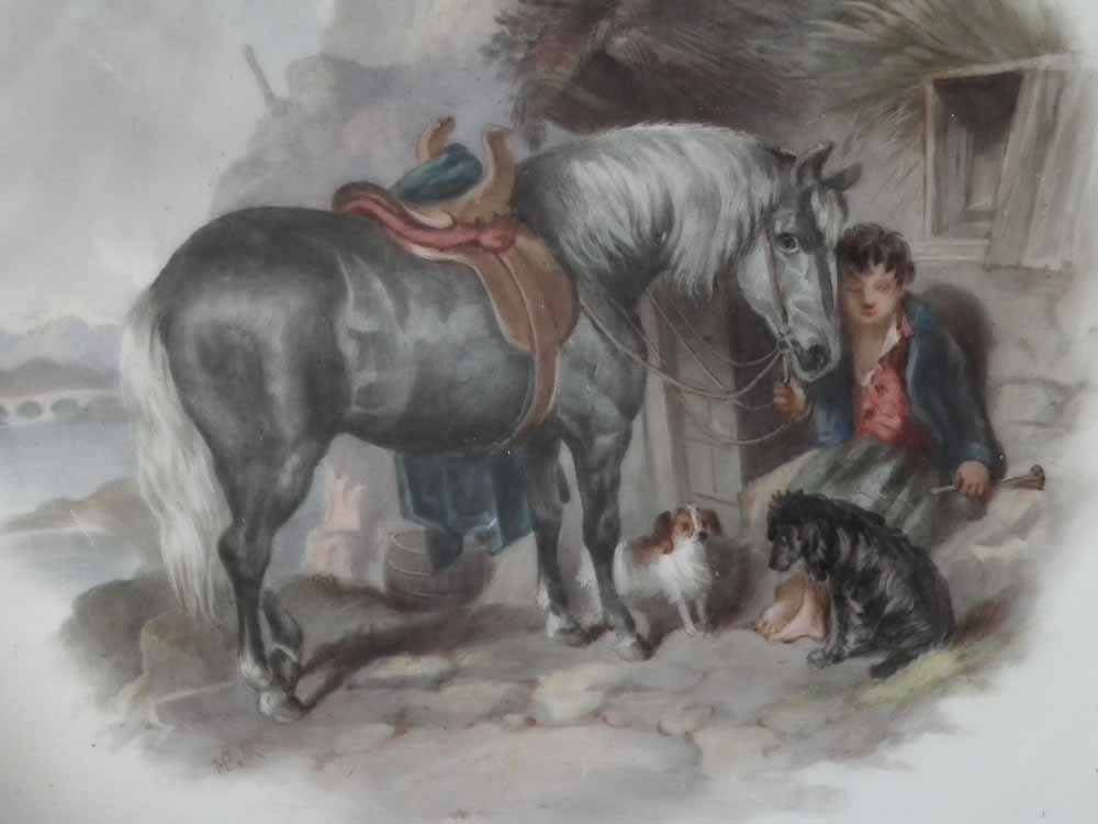 Three Minton Plates monogrammed by Henry Mitchell circa