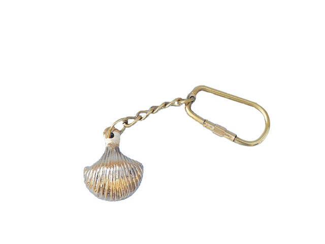 Solid Brass Seashell Keyring 5in.