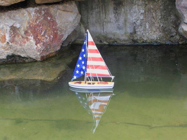 Wooden It Floats 12in. Usa Floating Sailboat Model