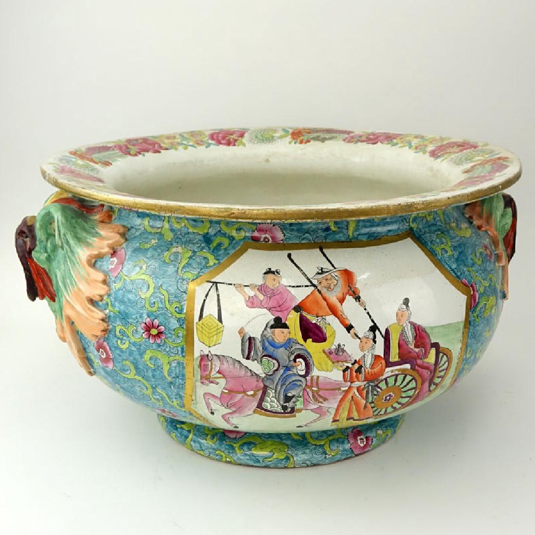 Large Antique Fenton Stone Works Hand Painted Pottery