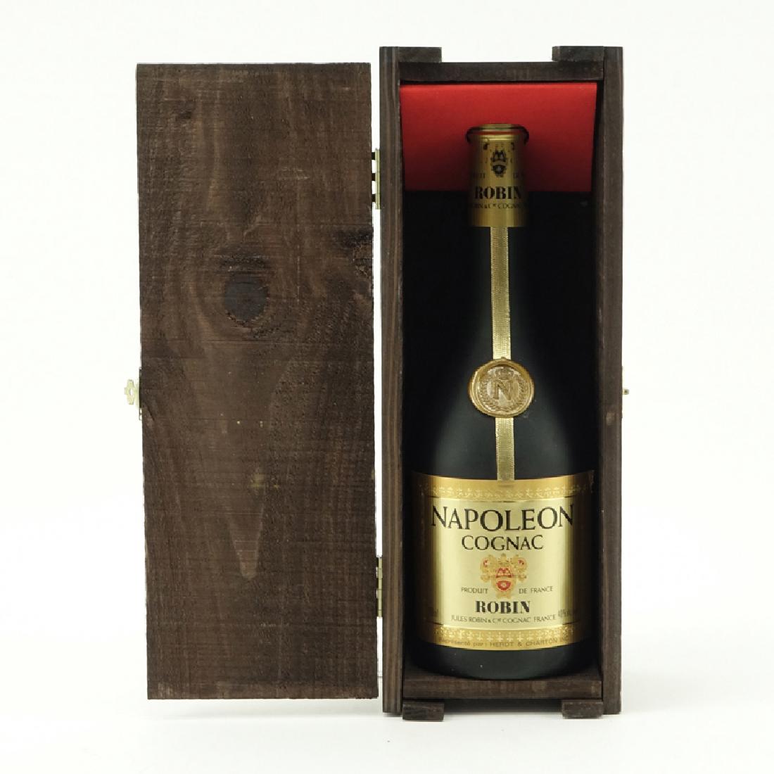Bottle Robin Napoleon Cognac In Wood Box. 700ml. Good