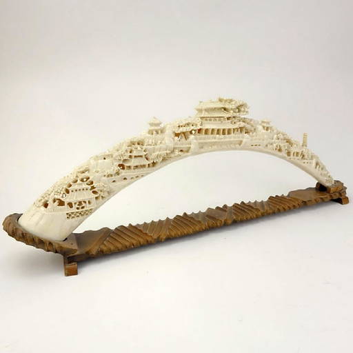 Vintage Chinese Faux Ivory Decorative Tusk Bridge On