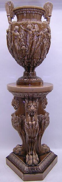 Monumental Delphin Massier Vallauris Majolica Urn