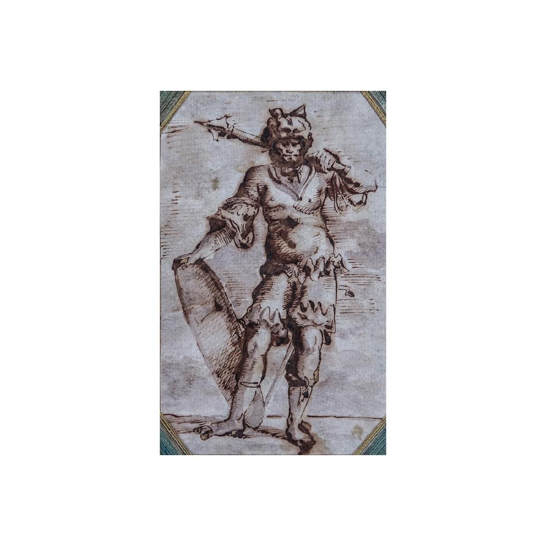 17th Century Old Master Ink On Paper In Handmade Frame
