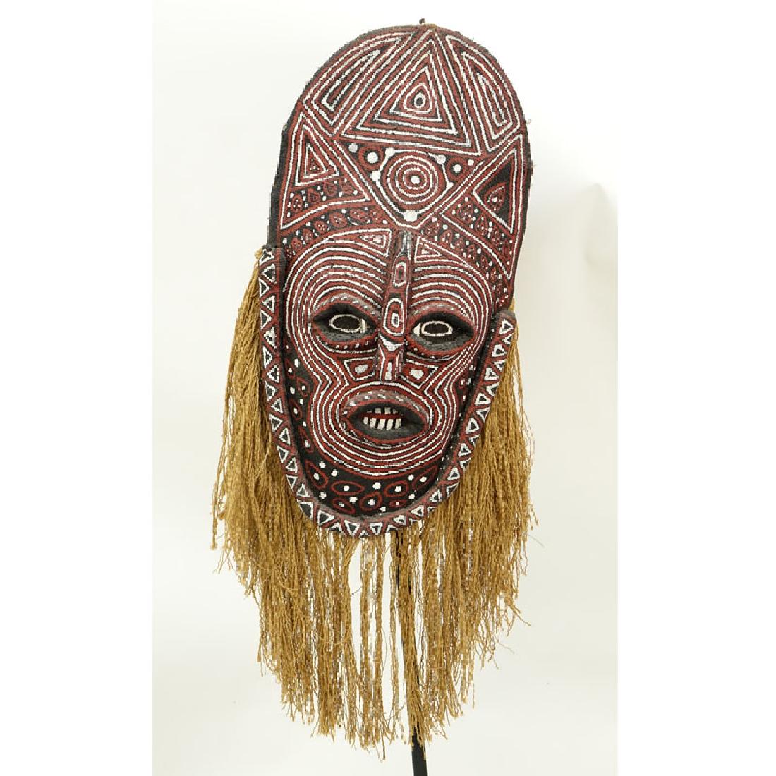 20th C. African Zambian Burlap Ceremonial Mask on Large