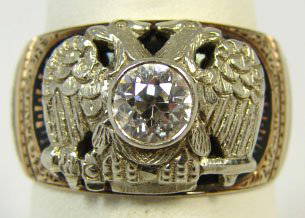Mens 1932 Masons 14kt Gold Double Headed Eagle Rin