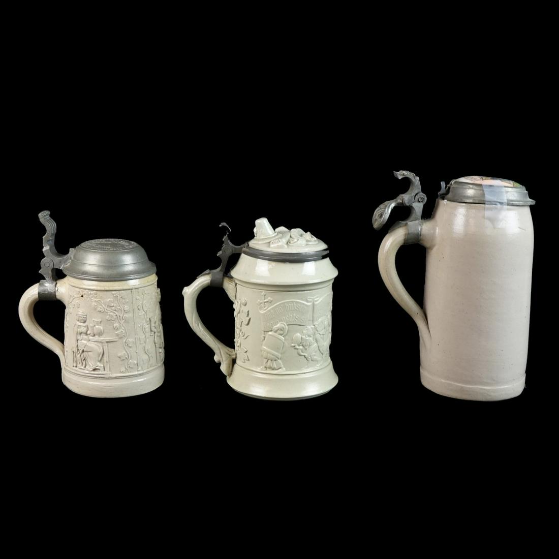 Three (3) Antique German Salt Glazed Beer Steins - Sep 23, 2020 ...