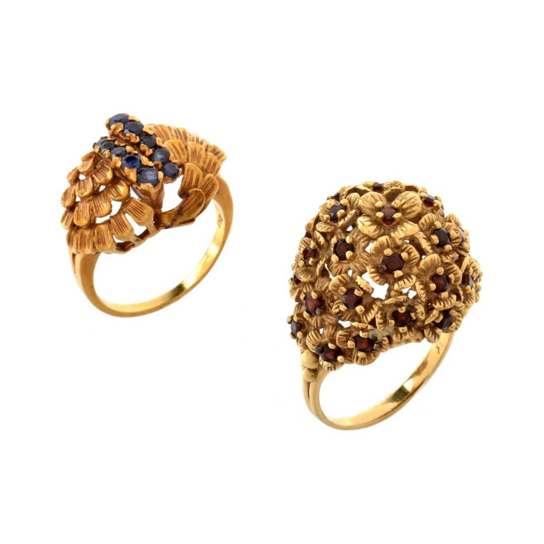 Two Gemstone Dome Rings