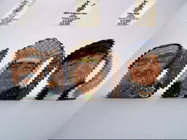 Three (3) Royal Doulton Toby Jug Merlin D6536 Nor