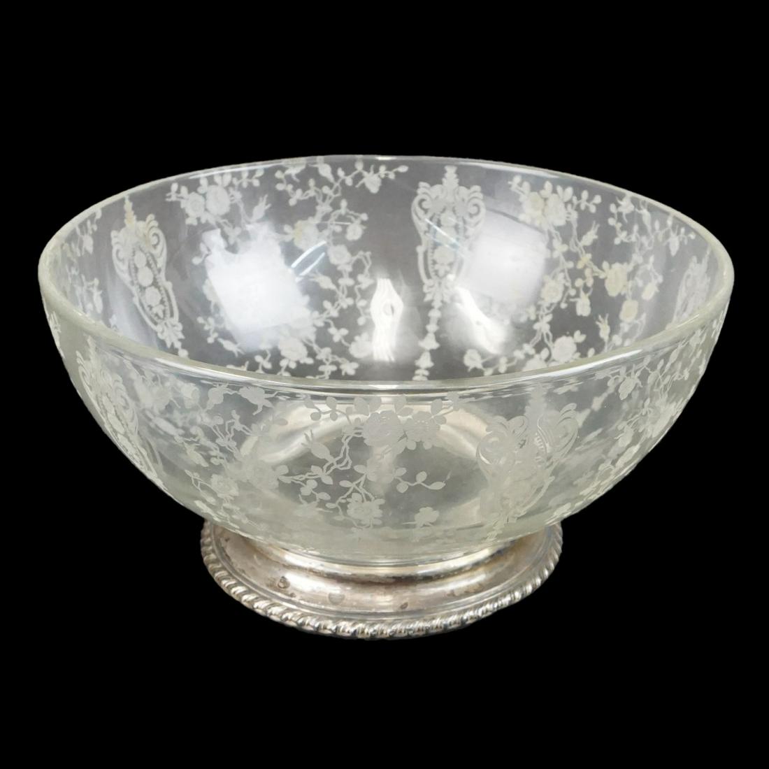 Wallace Rose Point Silver And Glass Bowl