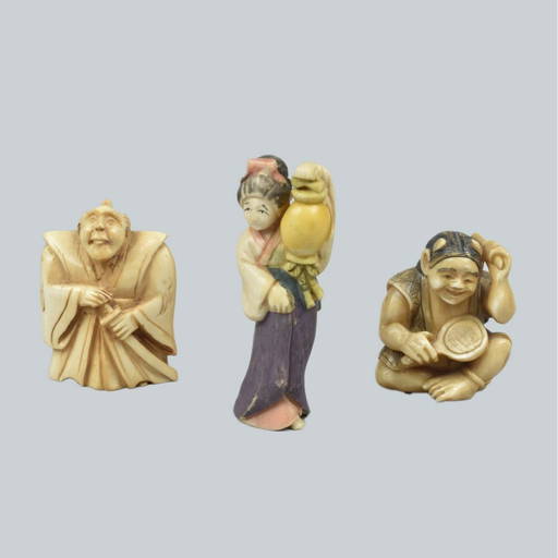 Three Japanese Netsuke Figurines (#0281) on Jan 09, 2023 | Kodner ...
