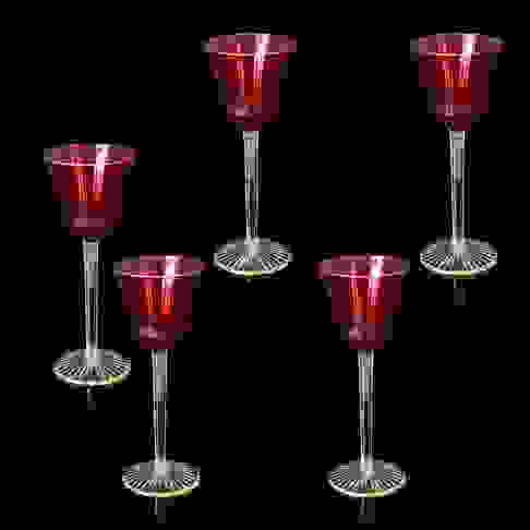 St. Louis Ruby Color Apollo Wine Stems Auction