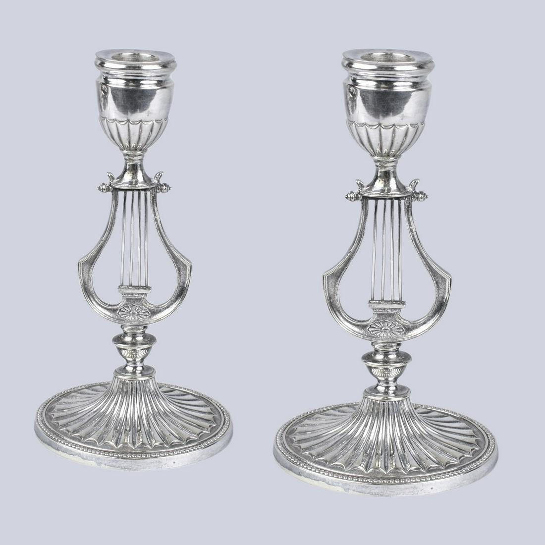 Pair Of Art Nouveau Lyre Motif Candlesticks Auction