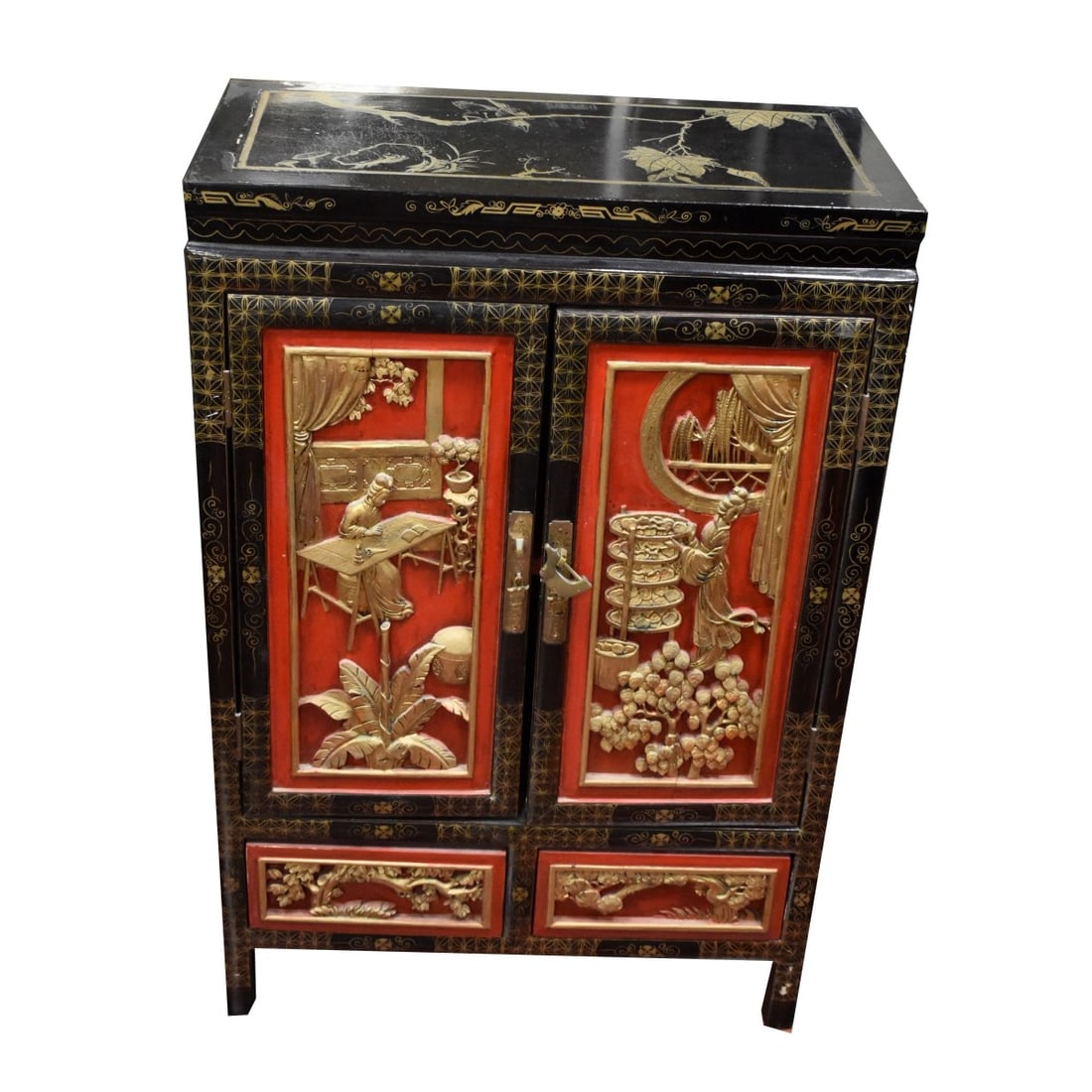 Chinese Lacquer Wood Cabinet Auction