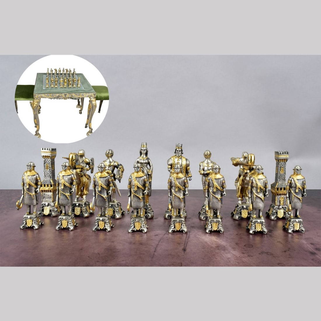 Piero Benzoni Bronze Chess Set Suite Auction