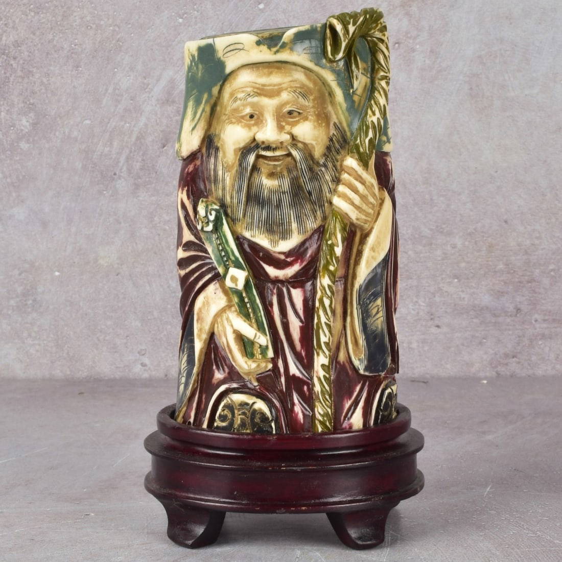 Chinese Carving Of A Standing Man Auction