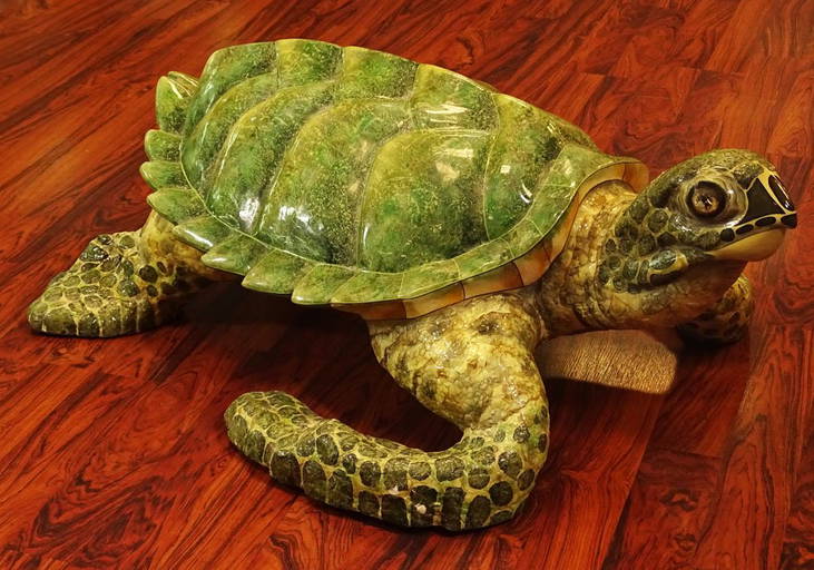 Large Life Size Papier Mache "sea Turtle" Sculpture.