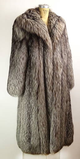 Retro Jerry Sorbara Full Length Silver Fox Fur Coat.