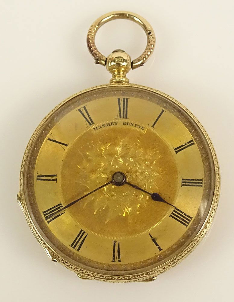 Antique Mathey Geneve 18 Karat Yellow Gold Pocket