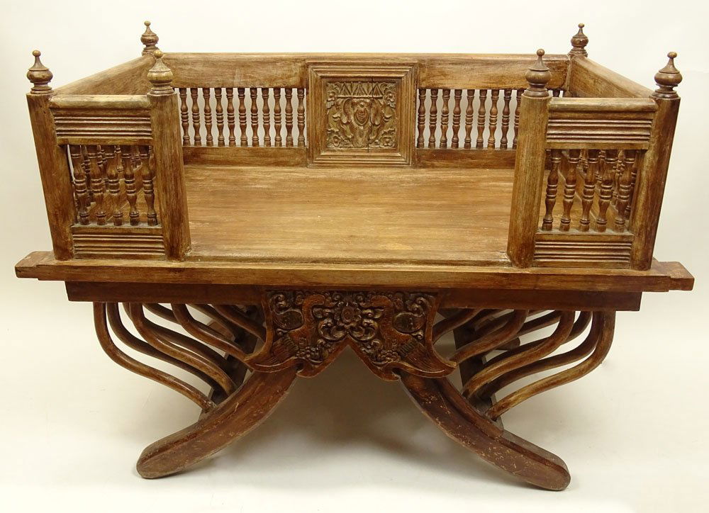 Vintage Indian Carved Teak Wood Howdah Elephant Chair.