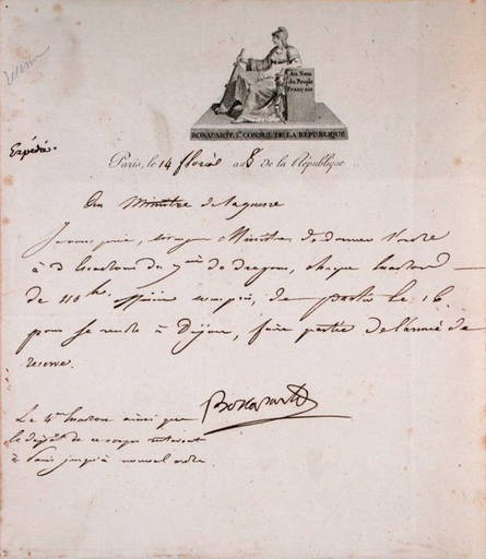 Napoleon Bonaparte 1800 Handwritten Letter On Offi