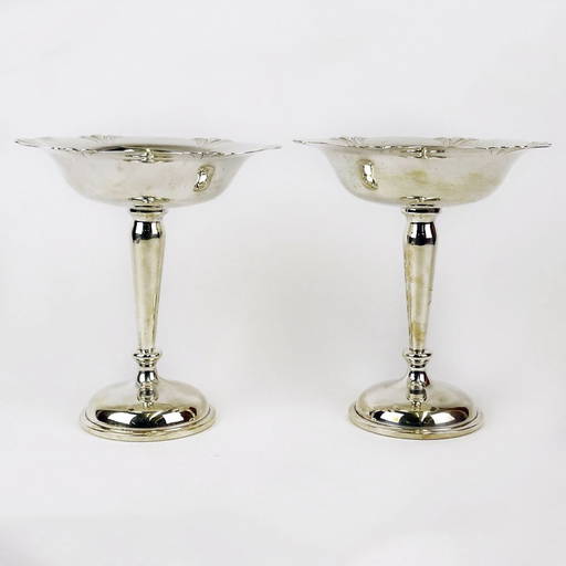 Pair Of Vintage Sterling Silver Compotes. Signed