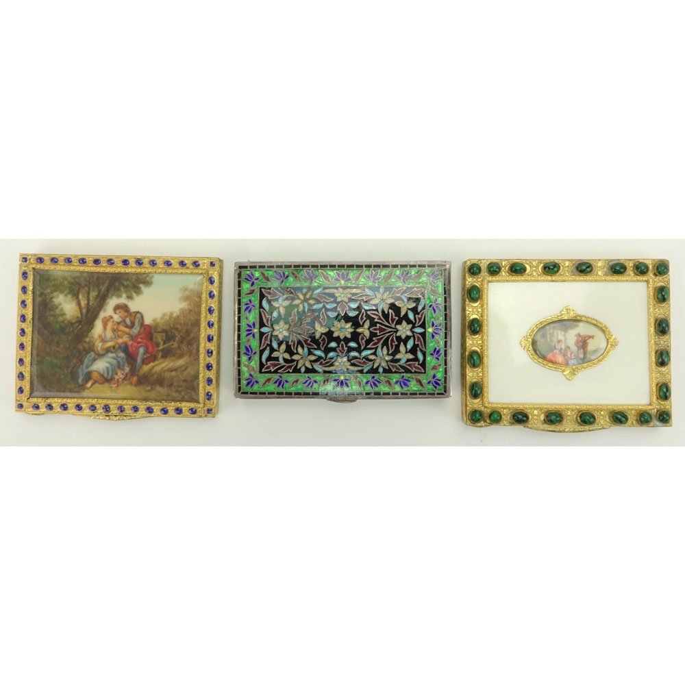 Grouping Of Three (3) Vintage Or Antique Compacts.