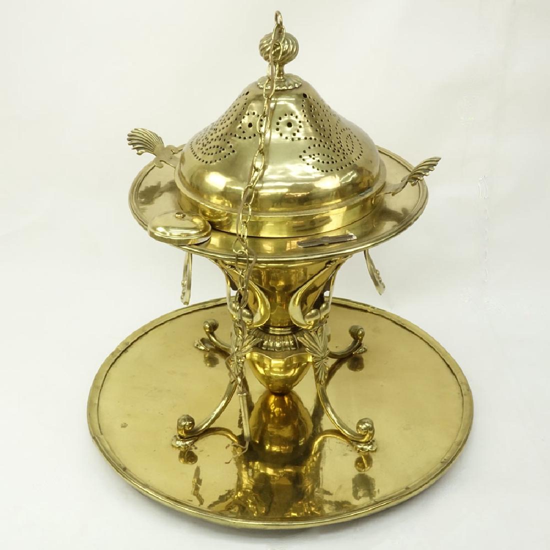 Monumental Antique Turkish Ottoman Brass Brazier with