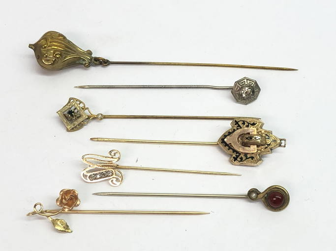 Antique Stick Pins Asst Sizes, Types