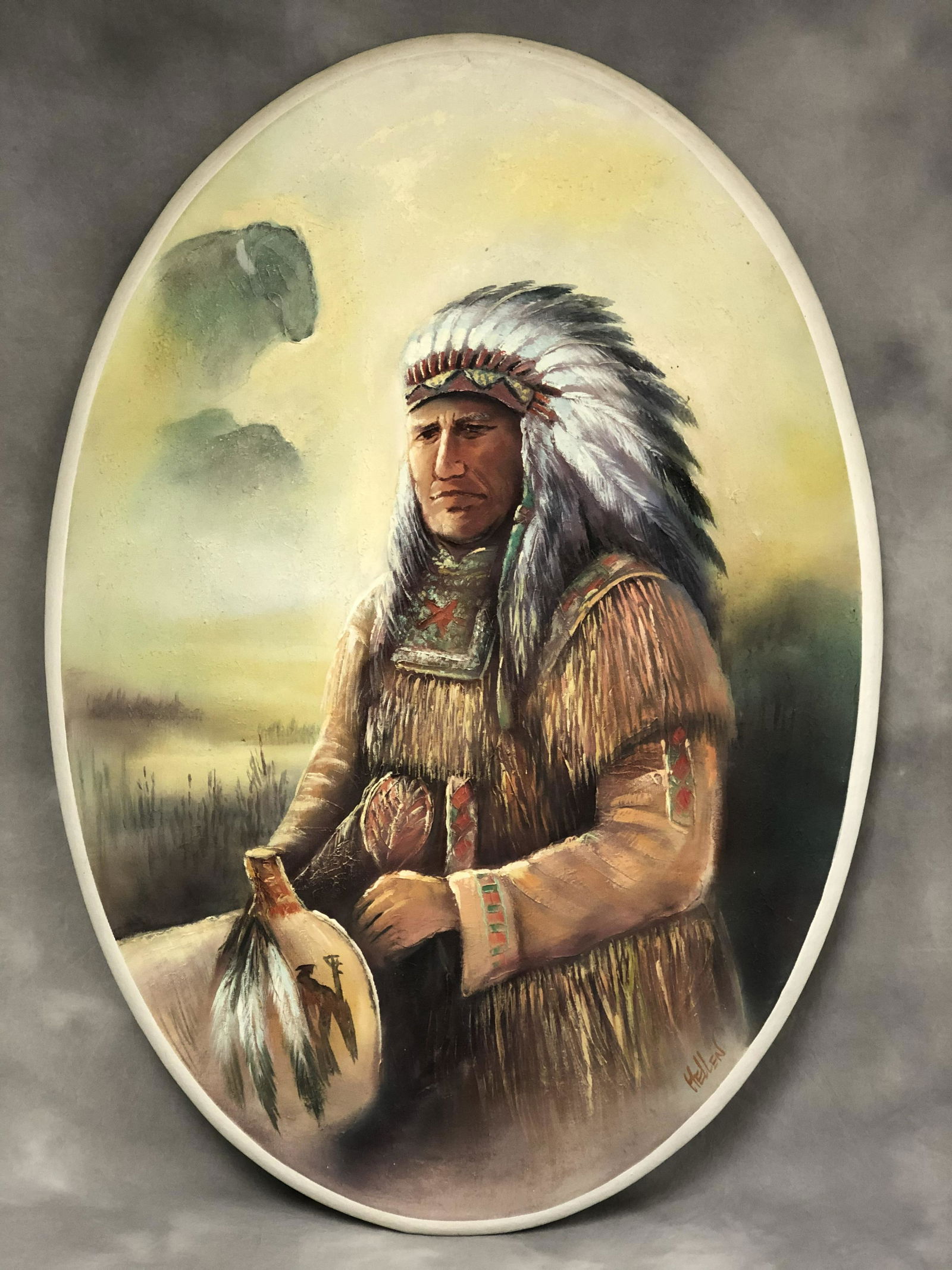Signed, Oil On Canvas,native American