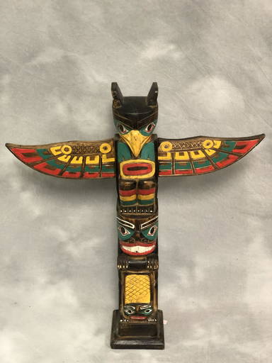 Handpainted Native American Totem Pole Hardwood,