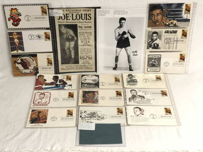 Vtg Joe Louis Photo, Advertising & 1st Day Stamps