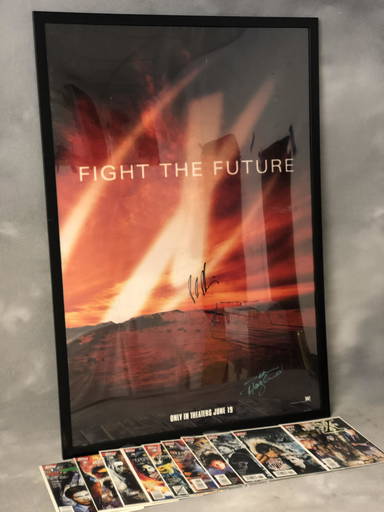 Signed X Files Movie Poster, Topps Comics Poster
