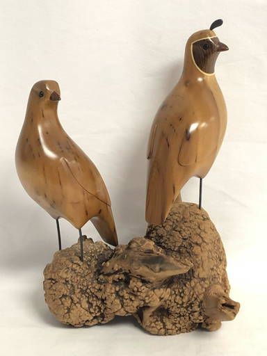 Signed Gordon Stennett Carved Quail Figure Ca Artist