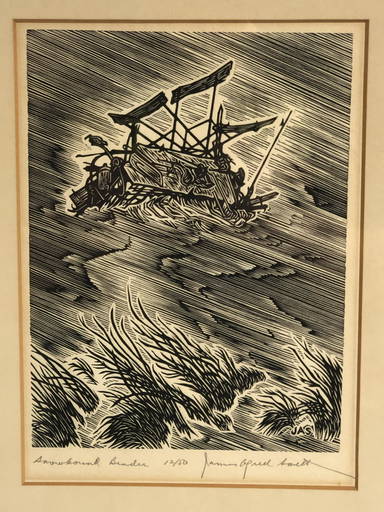 Signed James Agrell Smith Block Print Framed 12.5'' X