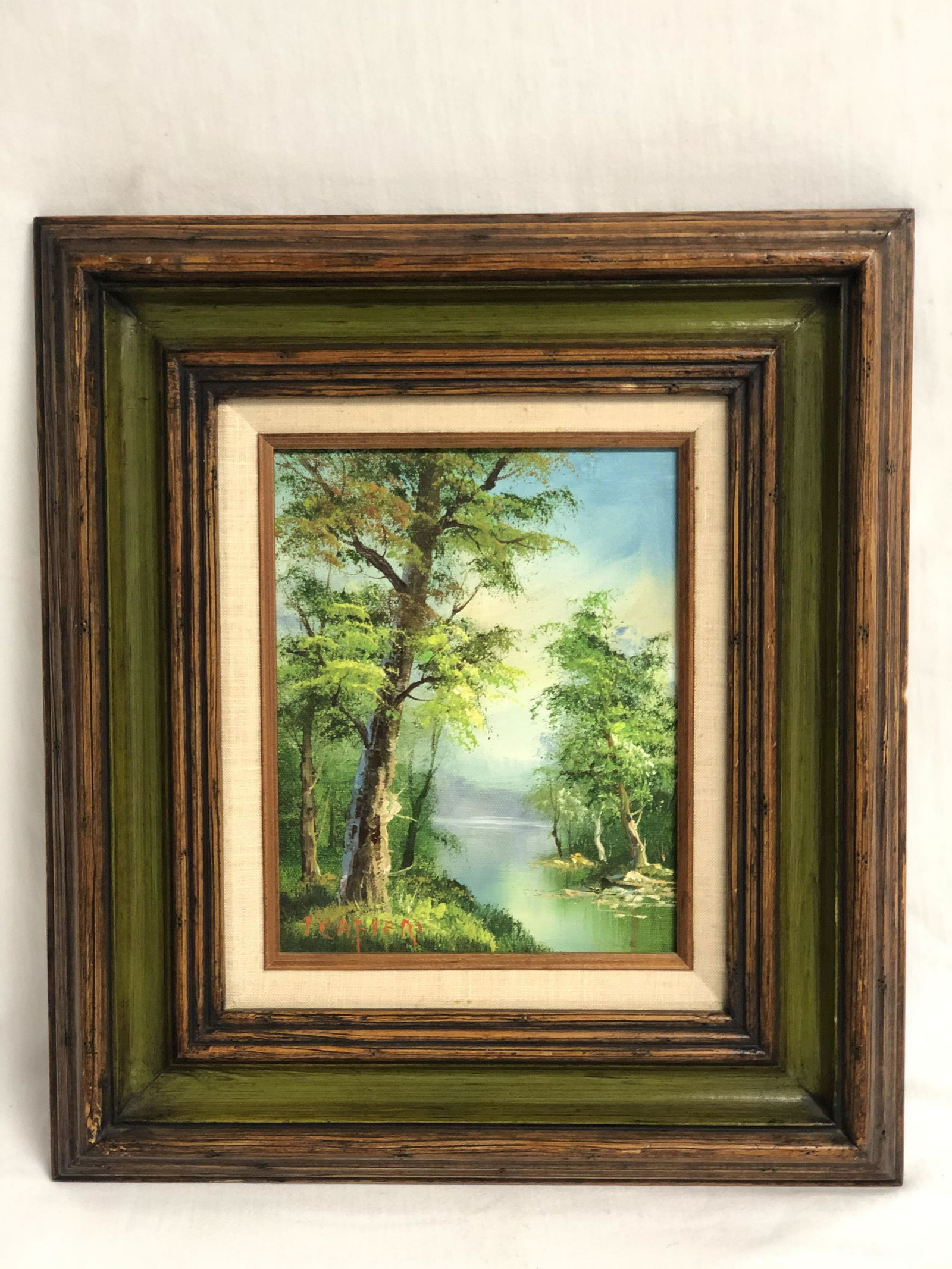 Irene Cafieri Oil On Canvas Board 'pond Landscape'