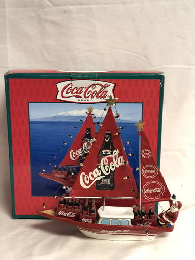 Coca Cola Sailboat W/ Santa, Original Box