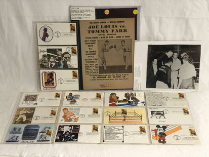 Vtg Joe Louis Photo, Advertising & 1st Day Stamps