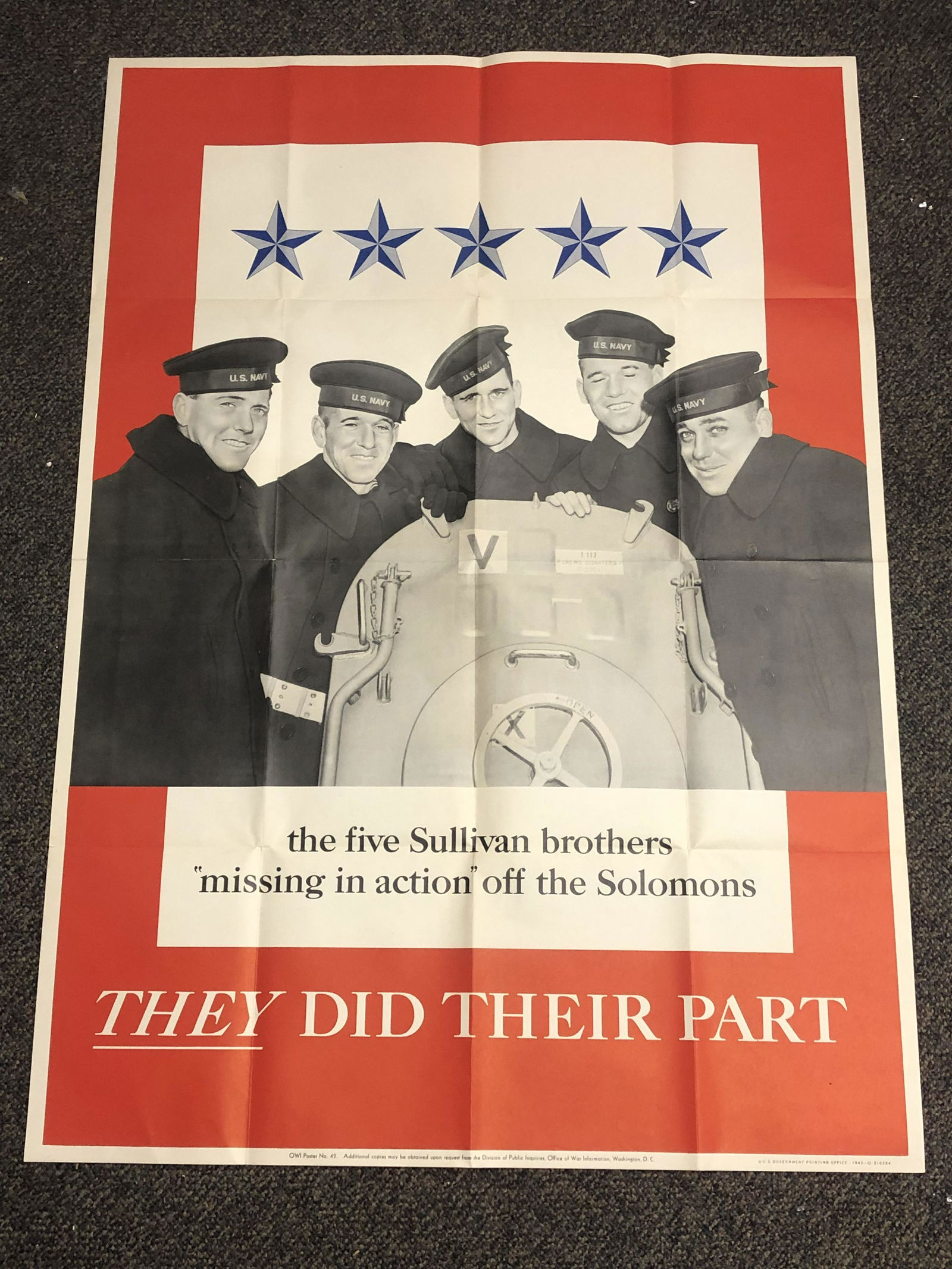 1943 WWII Sullivan Bros Government Poster - 1943 Original OW1 Poster No ...