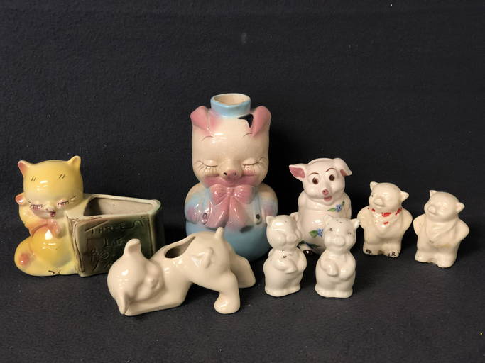 Vintage Porcelain Pigs Planters,jug & More Usa Leeds Hull Milk Pitcher ...