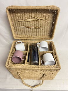 Vintage Coracle Wicker Picnic Basket