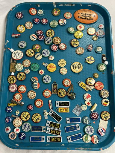 Asst Atq/ Vtg Button Pins-Union, Advertising,More - (80+)License Plate ...