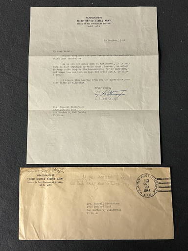 George Patton Signed Letter + 1944 Envelope George S. Patton Jr Signed ...