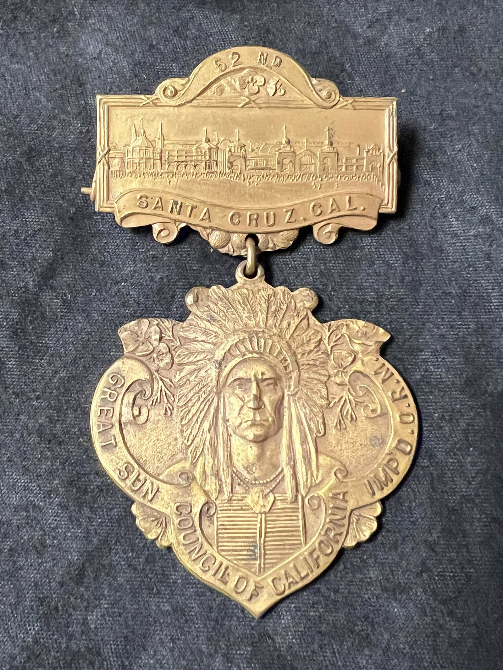 Atq Order Of Red Men Frat Pin, Santa Cruz 52 Annual Great Sun Council ...